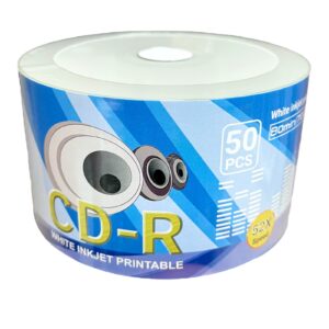 cd-r 700mb 80min 52x white inkjet hub printable 50-pack by lsk media | blank cds for burning music | blank cds bulk | printable cd-r blank discs pack | bulk cds for music burning | writable cds