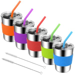 vermida kids toddler straw cups with lids,8oz spill proof kids tumblers with straws and lids,stainless steel smoothie sippy cups for baby for school,outdoor