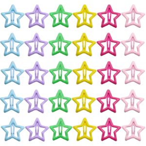 30 pack star snap hair clips non-slip toddlers colorful cute lovely metal hair barrettes hair accessories for women girls mixed color(style 2)