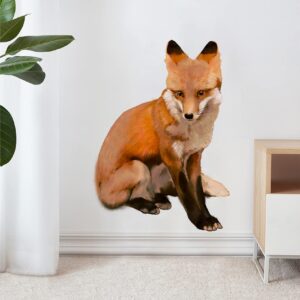 royolam lifelike red fox wall decal nursery animal wall sticker removable peel and stick waterproof wall art decor stickers for kids baby classroom living room playing room bedroom