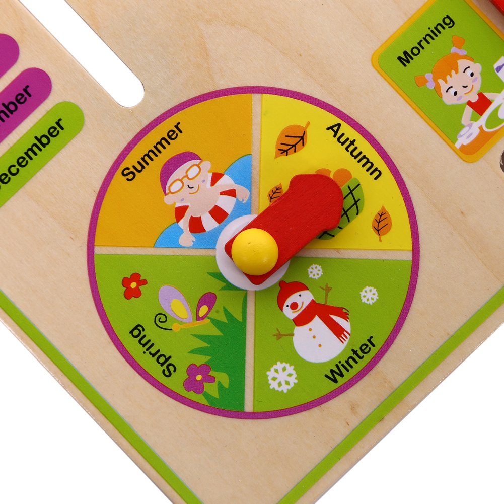 Children Wood Multifunction Cognitive Calendar Clock Early Education Toys Calendar Months Date Weather Week Season Learning Teaching Toy