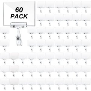 60 pieces rotating clip on sign holder plastic merchandise retail display sign clip holder with clamp pop swivel rack card sign business store price tags sign holder