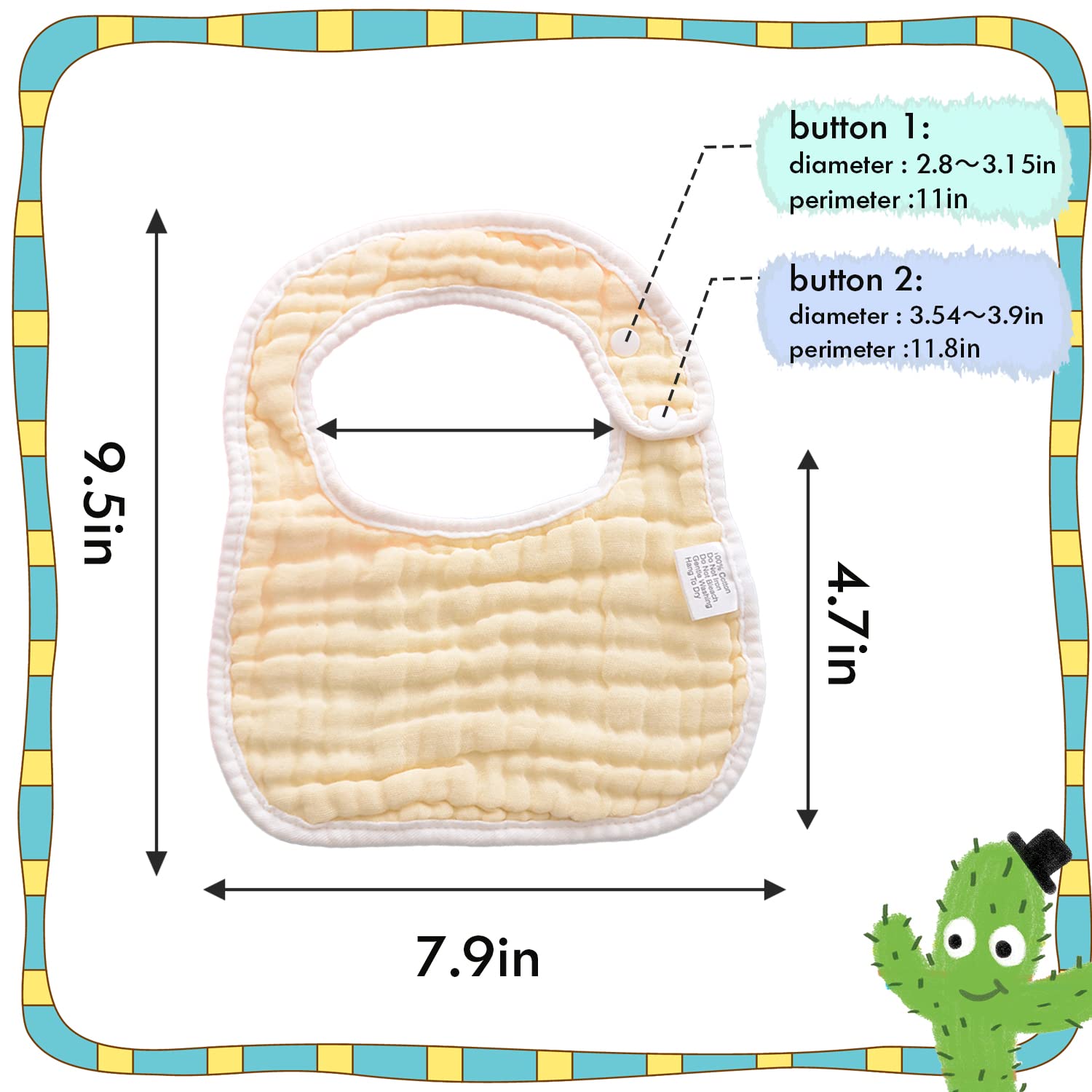 DOSMINE 6 Pack Baby Drooling Bibs 8-Layer Baby Food Bibs Adjustable Baby Bibs Soft & Absorbent Bibs for Drooling & Teething for Baby Boys & Girls