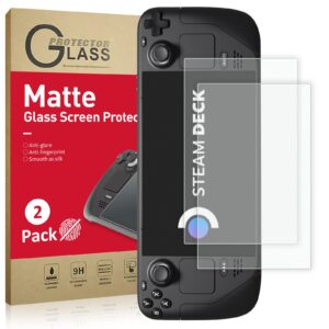 ambison matte glass screen protector designed for steam deck oled 2023 7.4inch/steam deck 2022 7inch, [2 pack] premium anti glare 9h/full coverage/fingerprint free/anti scratch/ultra sensitive