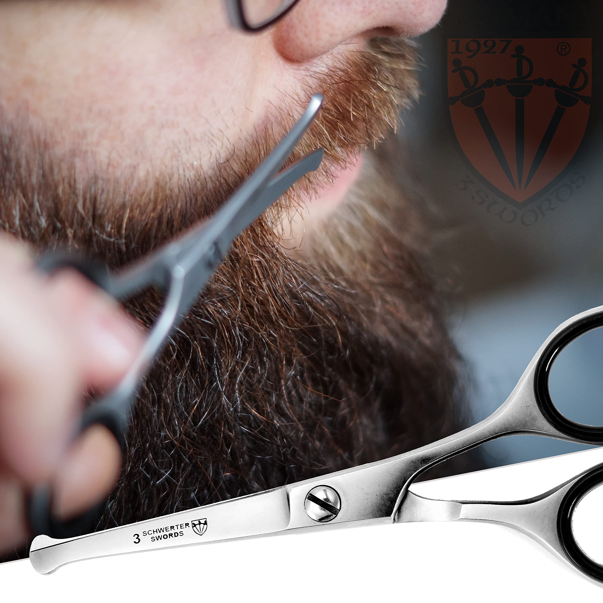 3 Swords Germany – professional NOSTRIL NOSE and EAR HAIR SCISSORS trimmer, stainless steel, straight blade rounded tip with black case for men and women