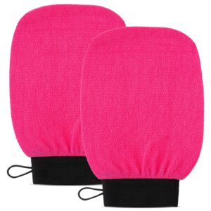 clarial exfoliating body scrub for bath and shower use - face scrubber and body exfoliator mitt, dead skin remover - exfoliating glove shower scrub for men and women - pair pink