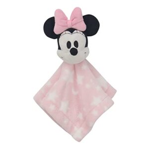 lambs & ivy disney baby minnie mouse pink stars security blanket/lovey