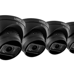 Lorex LNE9282BW-4PK 4K (8MP) Black Nocturnal Motorized Varifocal Smart IP Dome Security Camera, with Listen in Audio (4-Pack). Compatible with N881B, N882B and NR900X NVRs