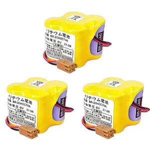 meewellvetry (3-pack) br-2/3agct4a /a98l-0031-0025 6v 4400mah replacement battery replace for fanuc cnc system with brown plug non-rechargeable