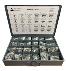 1,250 piece stainless steel 18-8 coarse thread nut bolt hex bolt hex head cap screw & washer assortment with metal drawer