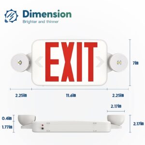 FREELICHT 10 Pack Exit Sign with Emergency Lights, Two LED Adjustable Head Emergency Exit Light with Battery, Exit Sign for Business