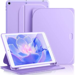 mastten compatible with ipad 10.2 case, for ipad 9th/ 8th/ 7th generation case with pencil holder, auto wake/sleep, slim protective cover for ipad 10.2 inch tablet 2021/2020/2019 released, lavender