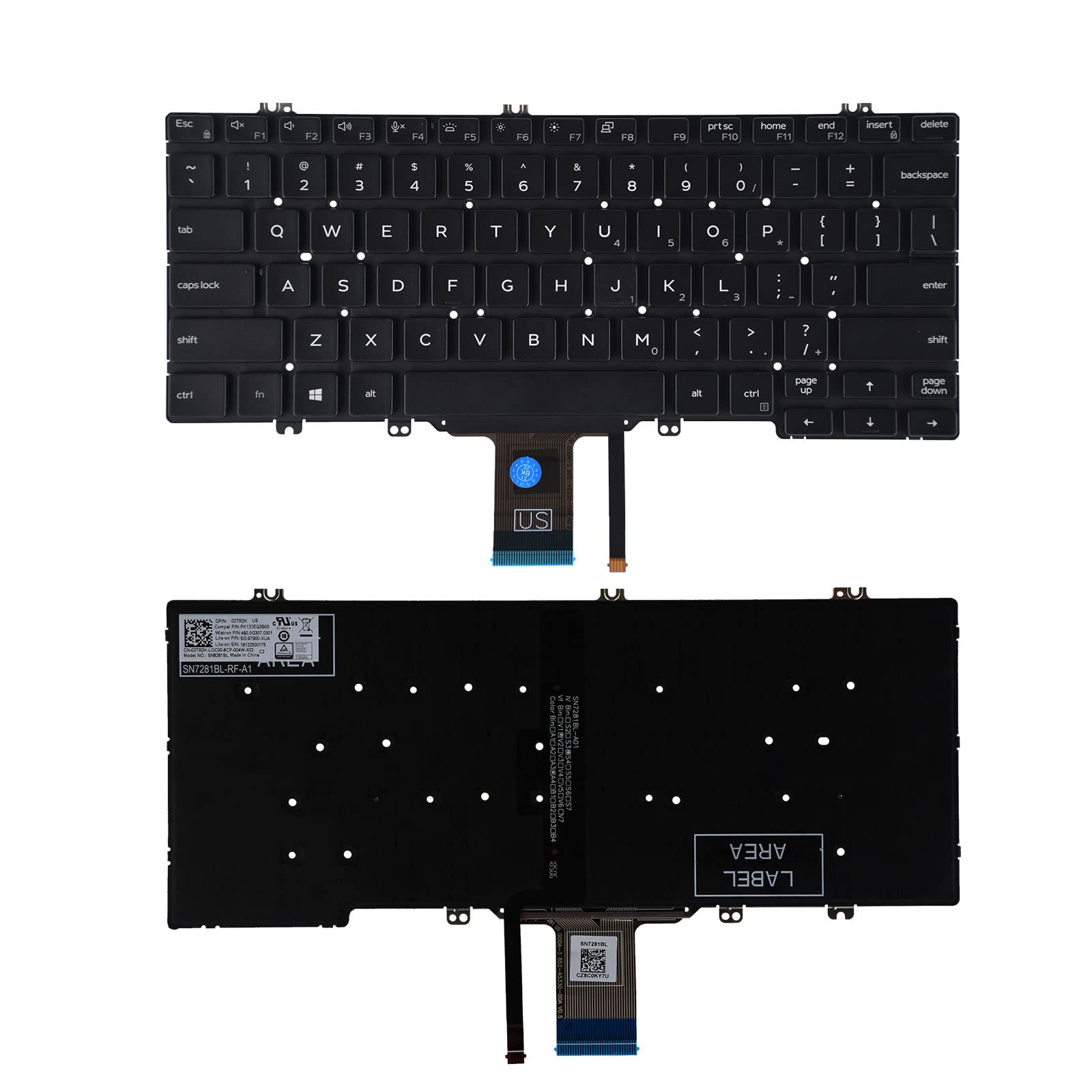 SUNMALL Replacement Keyboard Compatible with Dell Latitude E7300 E5300 5300 7300 with Backlit No Frame