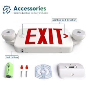 FREELICHT 10 Pack Exit Sign with Emergency Lights, Two LED Adjustable Head Emergency Exit Light with Battery, Exit Sign for Business