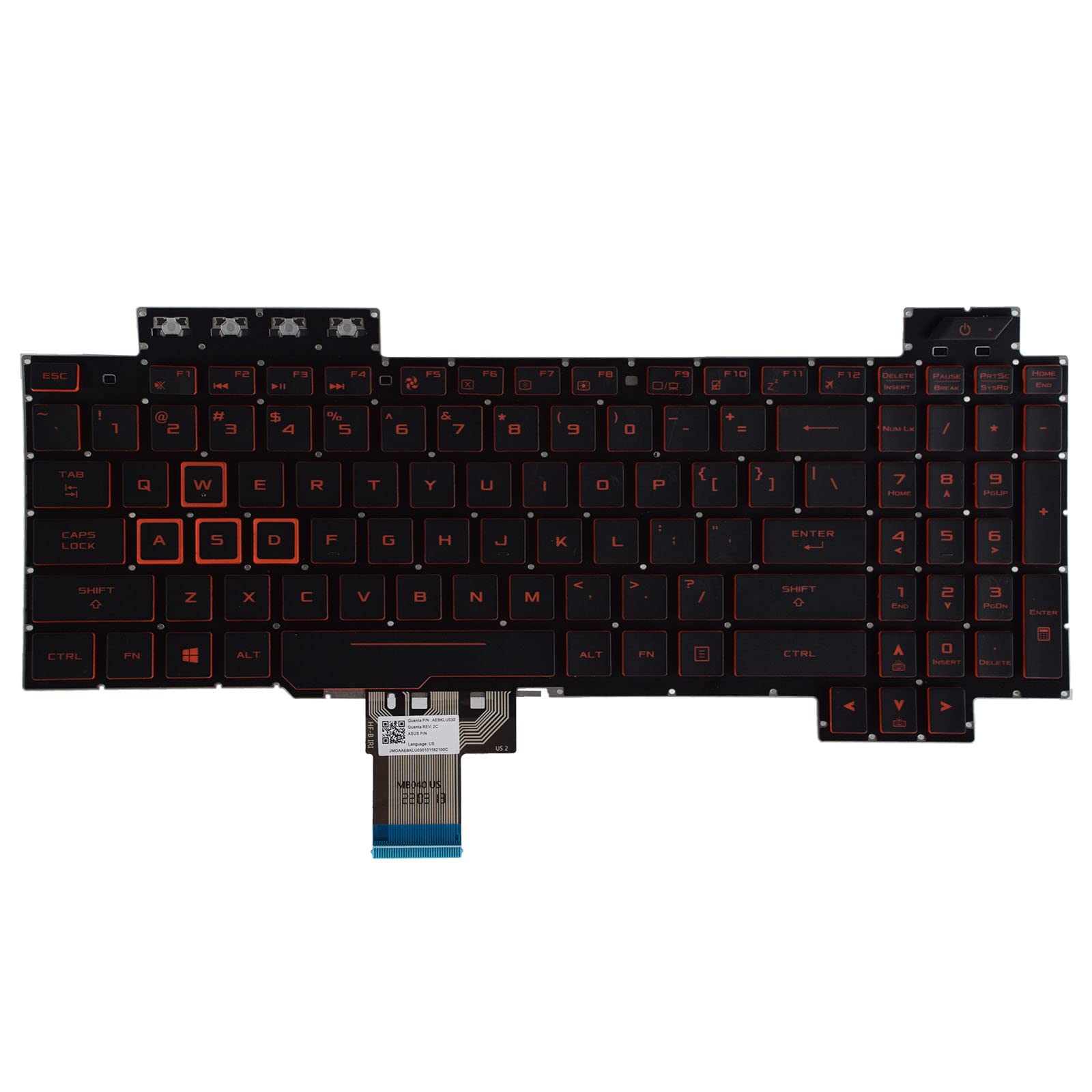 SUNMALL Replacement Keyboard Compatible with Asus TUF Gaming FX505DD FX505DV FX505DU FX505DY FX505GD FX505GE FX505GM FX505GT TUF705DD TUF705DT TUF705DU FX86 Series with Red Backlight