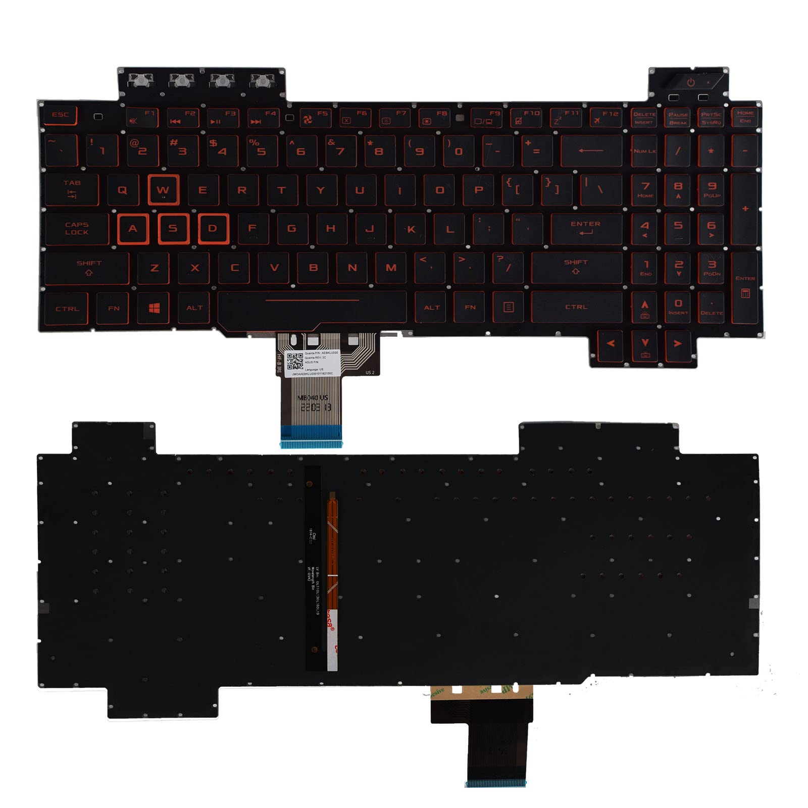 SUNMALL Replacement Keyboard Compatible with Asus TUF Gaming FX505DD FX505DV FX505DU FX505DY FX505GD FX505GE FX505GM FX505GT TUF705DD TUF705DT TUF705DU FX86 Series with Red Backlight