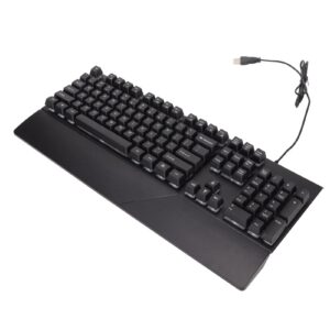 mechanical gaming keyboard, wired rgb gaming keyboard with ergonomic wrist rest, 104 keys usb computer keyboard for laptop/desktop/pc (black)