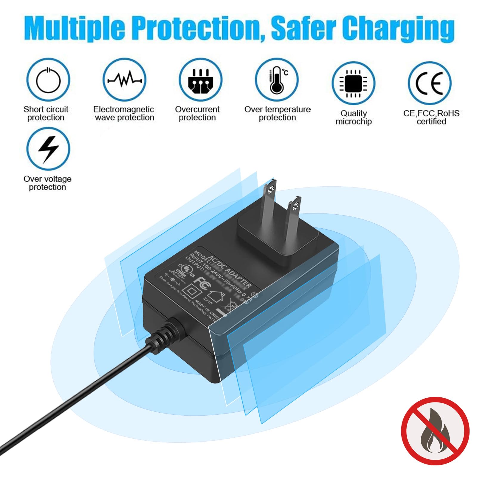 12V Power Supply Charger Cord for Sony Blu Ray DVD Player, 12Volt Plug for Sony BDP-Series BDP-S3700 BDP-S3200 BDP-S6700 BDP-S1700 BDP-S6500 BDP-S3500. Replacement for Sony AC-M1208UC AC Adapter.