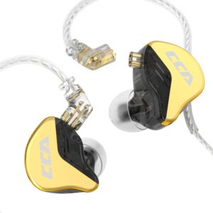 cca cra+ in ear monitor earphone, patented ultra-thin diaphragm dynamic driver iem, clear sound & deep bass, wired earbuds with tangle-free removable cord