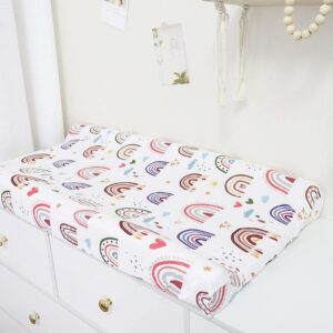 Rainbow World Crib Sheet and Baby Diaper Changing Pad Cover