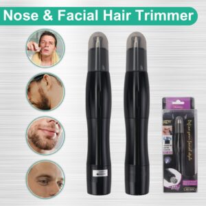 WZYAFU Ear and Nose Hair Trimmer Professional Painless Eyebrow & Facial Hair Trimmer for Men Women, Battery-Operated Trimmer with Waterproof, Dual Edge Blades for Easy Cleansing Black