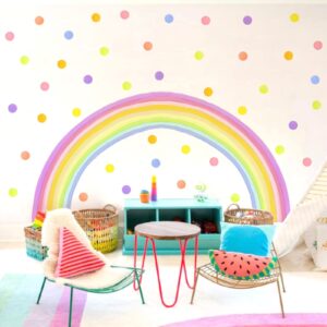 84x42 inch extra large rainbow wall decal colorful rainbow polka dot wall decals large rainbow wall sticker fabric wall decals nursery rainbow wall stickers for kids rooms girls bedroom