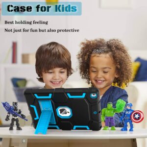 CCMAO iPad 9th Generation Case, iPad 8th/7th Generation Case, iPad 10.2 2021/2020/2019 Case with Kickstand, Heavy Duty Shockproof Hybrid Three Layer Protective Cover for Kids Boys, Black+Sky Blue