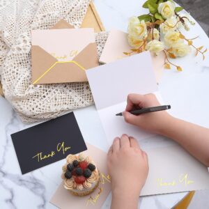 Winoo Design Heavy Duty Thank You Cards with Envelopes - 36 PK - Gold Thank You Notes 4x6 Inches Thank You Cards Wedding Thank You Cards Small Business Graduation Bridal Shower Black and Off White