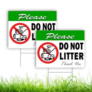 2 pc please do not litter sign - 14x10 coroplast double sided no dumping signs - no littering sign outdoor - no dumping signs private property