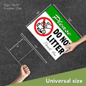 2 PC Please Do Not Litter Sign - 14x10 Coroplast Double Sided No Dumping Signs - No Littering Sign Outdoor - No Dumping Signs Private Property