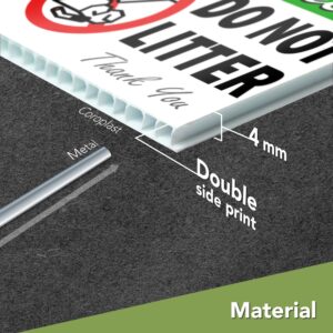 2 PC Please Do Not Litter Sign - 14x10 Coroplast Double Sided No Dumping Signs - No Littering Sign Outdoor - No Dumping Signs Private Property