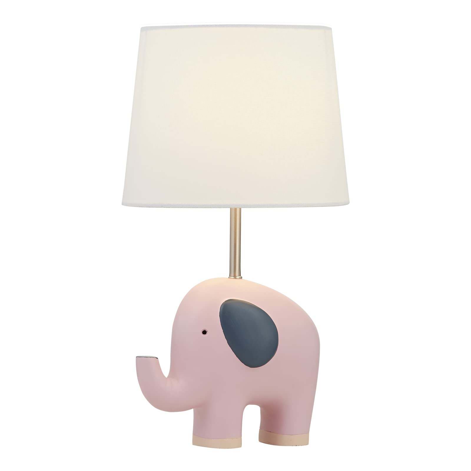 Maxax Table Lamp, Pink Elephant Bedside Nightstand Lamp with White Shade for Bedroom, Kindergarten, Preschool, 16.5 Inch