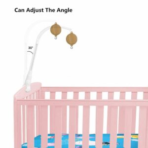 Urvoo 23 inch Baby Crib Mobile Bed Bell Holder Arm Bracket,with Battery-Operated Music Box, The Claw Part can be Adjusted Width-DIY Toy Decoration, Plays 35 Tunes Volume Adjustable (58CM)