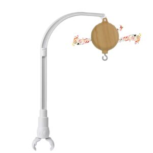 urvoo 23 inch baby crib mobile bed bell holder arm bracket,with battery-operated music box, the claw part can be adjusted width-diy toy decoration, plays 35 tunes volume adjustable (58cm)