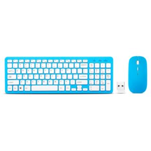 wireless keyboard and mouse combo, compact wireless keyboard and mouse set 2.4g ultra-thin sleek design for windows, computer, desktop, pc, notebook, laptop (blue)