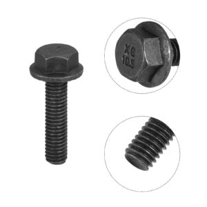 uxcell M6-1x25mm Hex Serrated Flange Bolts 10.9 Grade Carbon Steel Screws 15pcs