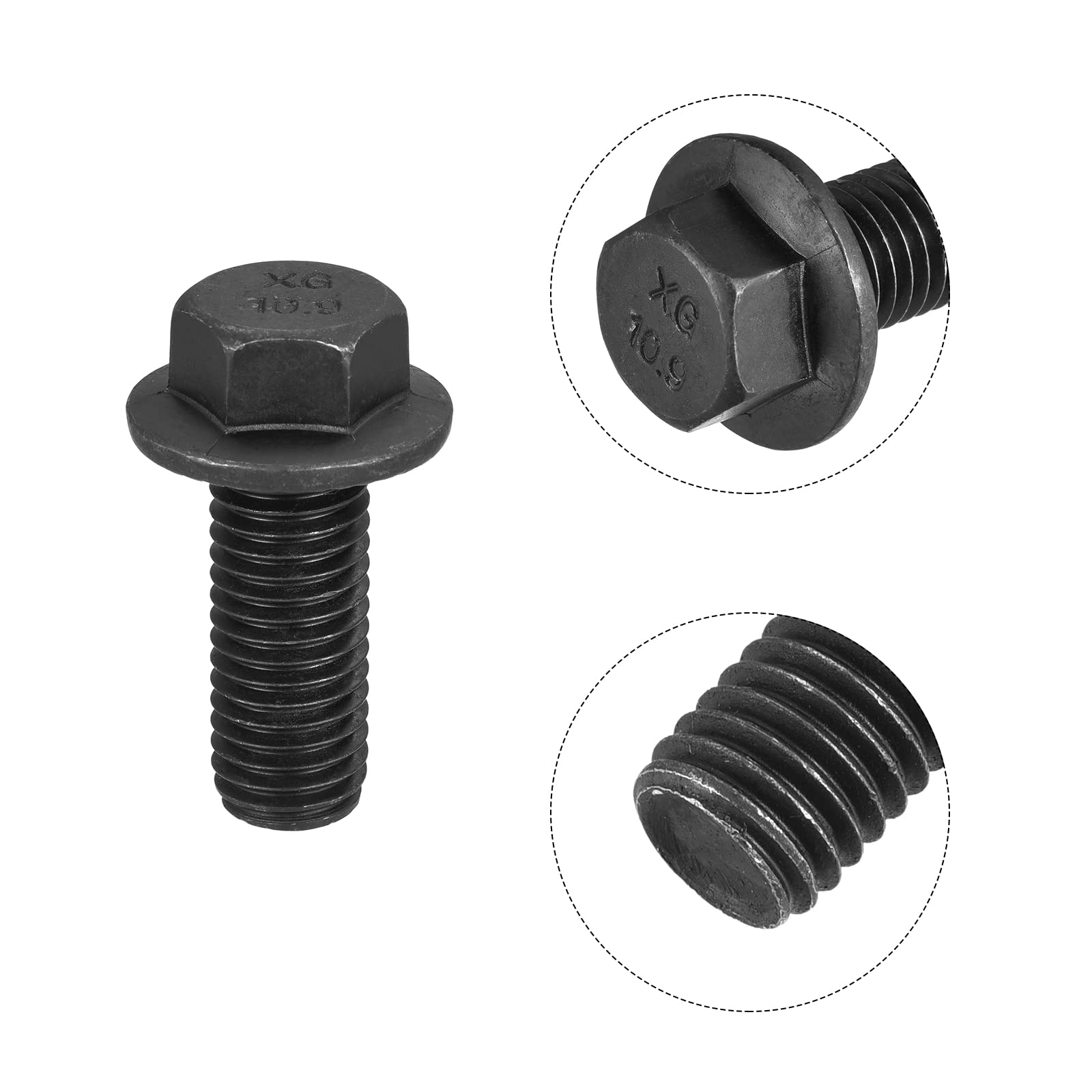 uxcell M14-2x35mm Hex Serrated Flange Bolts 10.9 Grade Carbon Steel Screws 2pcs