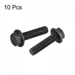 uxcell M10-1.5x40mm Hex Serrated Flange Bolts 10.9 Grade Carbon Steel Screws 10pcs