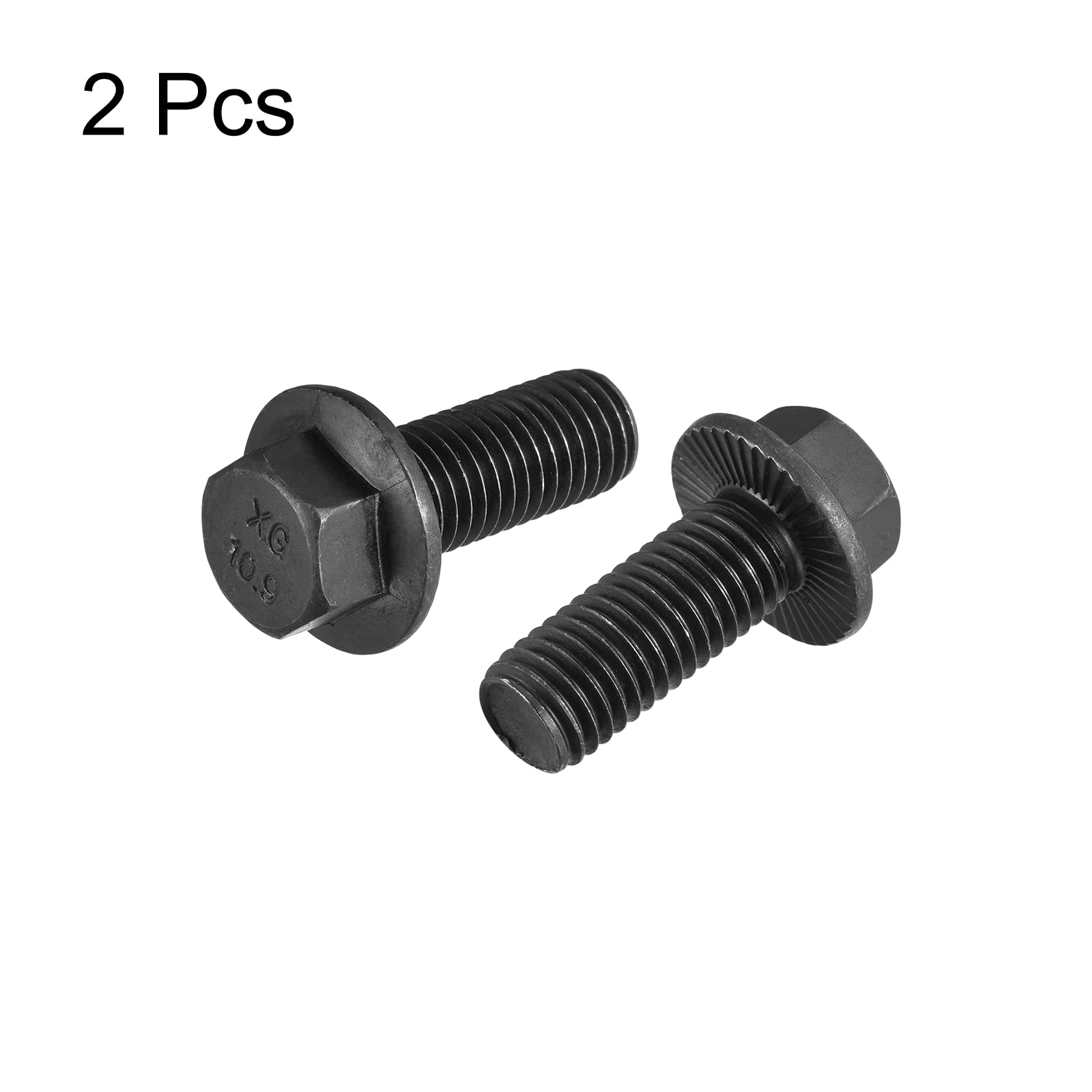 uxcell M14-2x35mm Hex Serrated Flange Bolts 10.9 Grade Carbon Steel Screws 2pcs