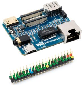 nano base board (b) for compute module 4 lite/emmc,with raspberry pi 40pin gpio header,gigabit ethernet rj45,mipi csi-2 port connector 3.5mm jack audio