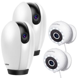 laview 4mp security cameras outdoor 2pc & pt security cameras 2 pack，2k wired outdoor cameras with starlight color night vision，pt cameras for home security with motion detection, two-way audio