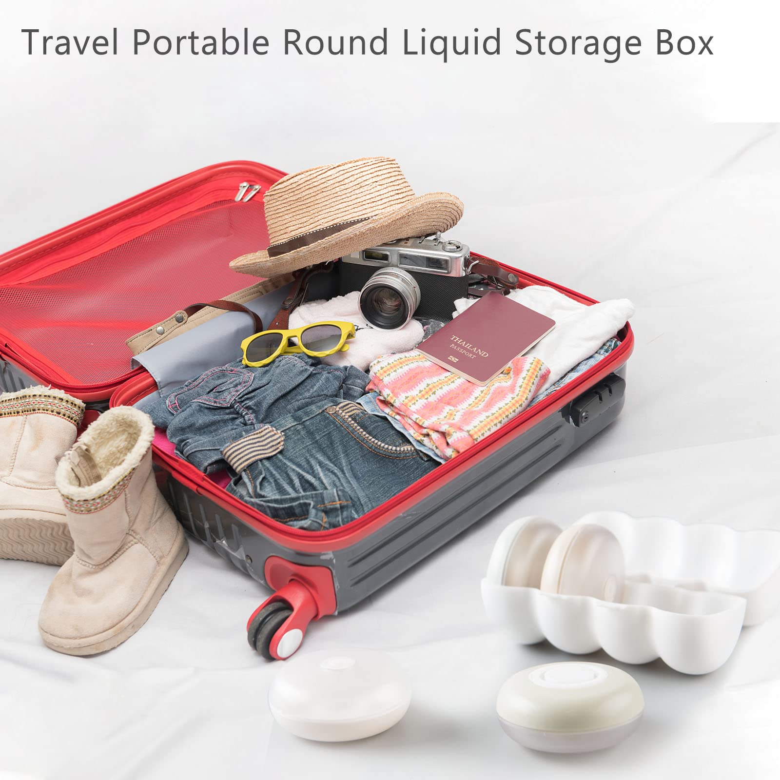 4Pcs/1Set Travel Pods Toiletries with Case Portable Collapsible Travel Bottles Toiletries Squeeze Round Liquid Shampoo Emulsion Storage Box Push Type Travel Dispenser Container