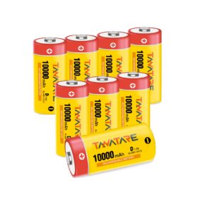 tanatare 8 count rechargeable d batteries 1.2v high capacity 10000mah nimh d size rechargeable batteries low self discharge for flashlights,radios,clocks,toys