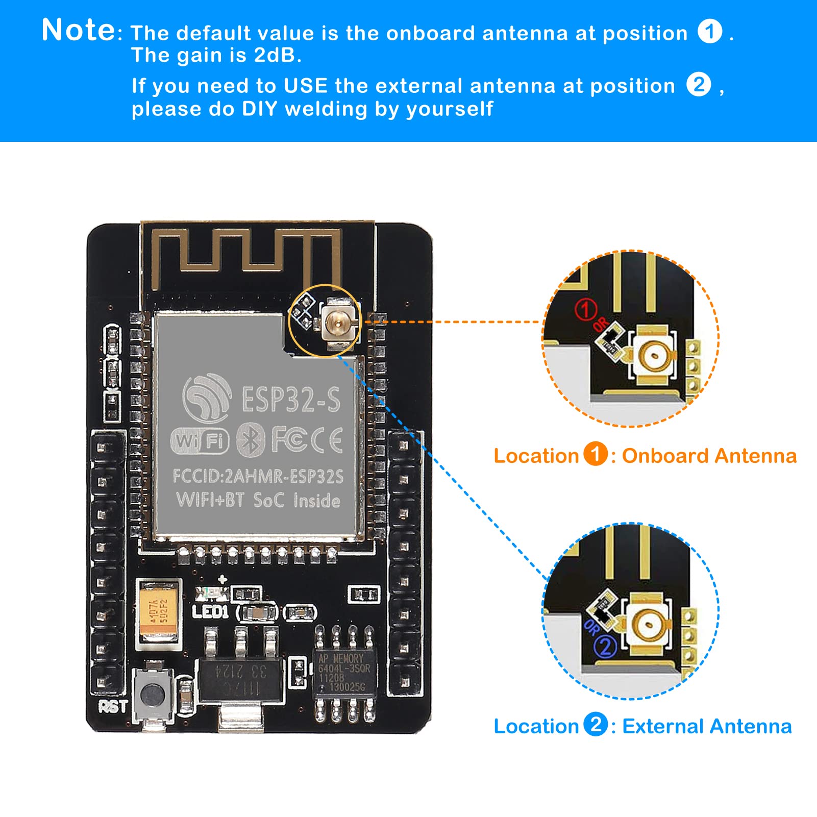 AEDIKO 6pcs ESP32-CAM Development Board 2.4GHz WiFi + BT/BLE Module with OV2640 Camera Module