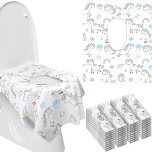 mimorou 40 pcs toilet seat covers disposable for kid toddler extra large paper potty seat cover potty training liners individually wrapped portable toilet seat cover for travel (unicorn style)