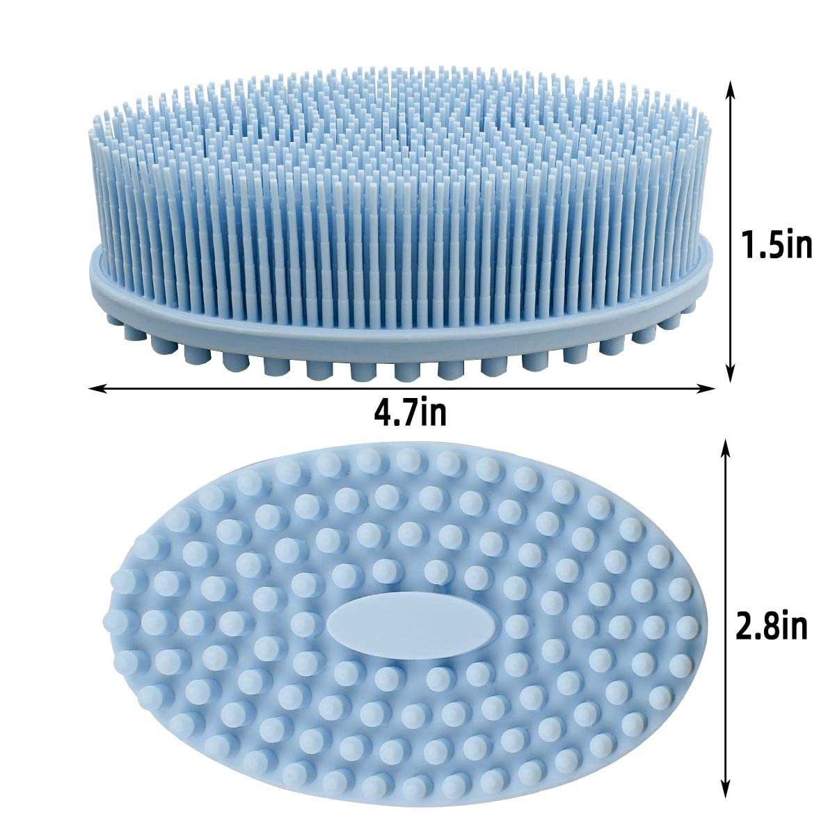 Exfoliating Silicone Body Scrubber Silicone Bath Brush Silicone Shower Loofah for Gentle Massage Skin Long Lasting Lathers Well Easy to Clean More Hygienic Than Traditional Loofah Body Brush (Blue)