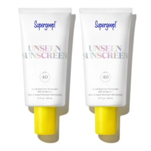 supergoop! unseen sunscreen - spf 40-1.7 fl oz - pack of 2 - invisible, broad spectrum face sunscreen - weightless, scentless, and oil free - for all skin types and skin tones