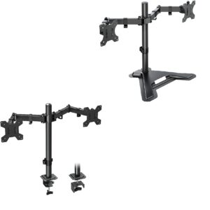 mountup dual monitor desk mount + freestanding & height adjustable monitor desk mount