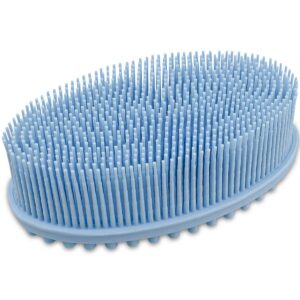 exfoliating silicone body scrubber silicone bath brush silicone shower loofah for gentle massage skin long lasting lathers well easy to clean more hygienic than traditional loofah body brush (blue)