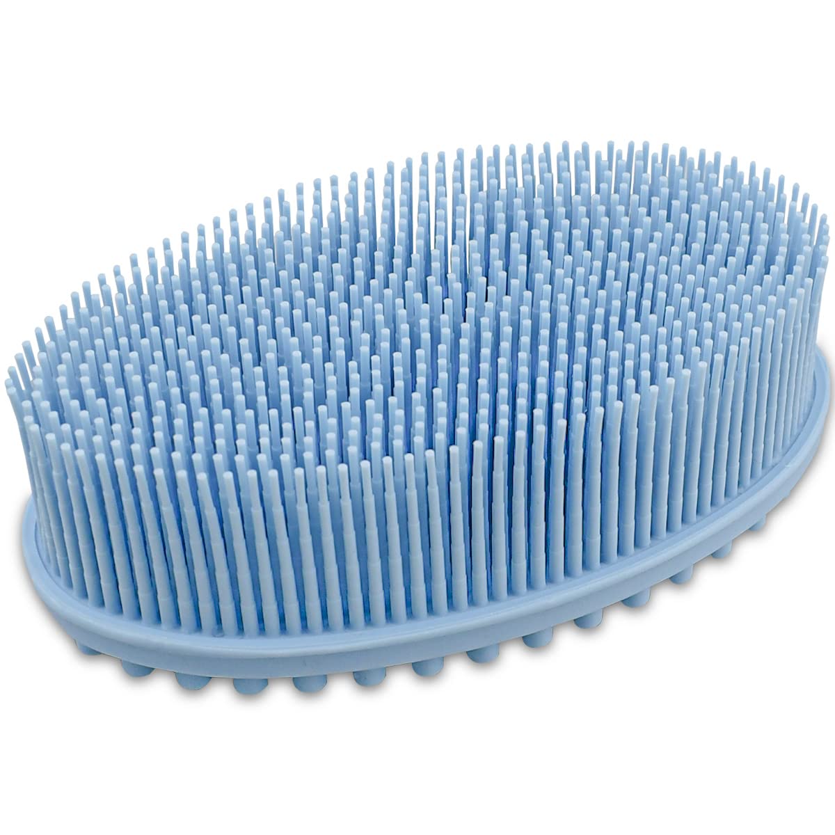 Exfoliating Silicone Body Scrubber Silicone Bath Brush Silicone Shower Loofah for Gentle Massage Skin Long Lasting Lathers Well Easy to Clean More Hygienic Than Traditional Loofah Body Brush (Blue)